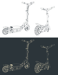 Electric scooter drawings Royalty Free Vector Image