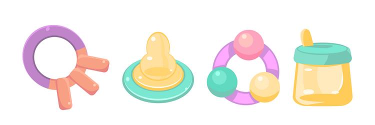 Babyhood object and different childhood items Vector Image