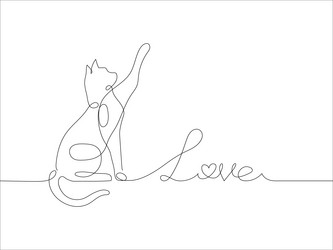 Cat one line drawing art Royalty Free Vector Image
