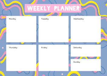 Cute weekly planner with abstract shapes Vector Image