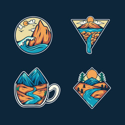 Mountain sticker pack Royalty Free Vector Image