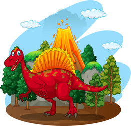 Preposition wordcard with dinosaurs and box Vector Image