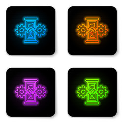 Glowing neon gear icon isolated on white Vector Image