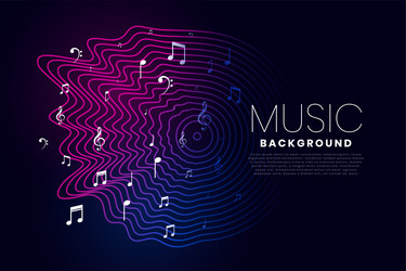 Musical notes with sound wave background Vector Image