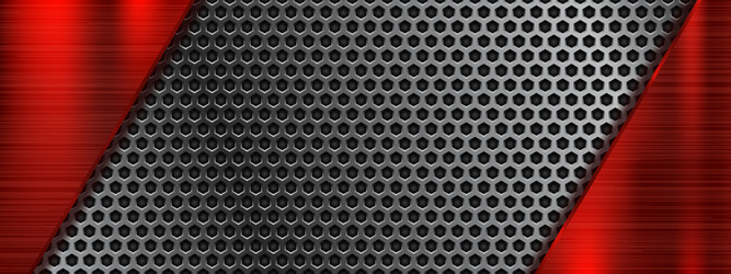 Red metal background with perforated element Vector Image