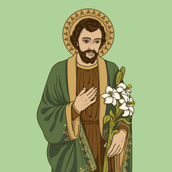 Saint joseph is working as a carpenter Royalty Free Vector