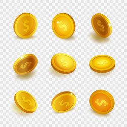 Realistic valuable coins set Royalty Free Vector Image
