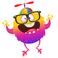 Cartoon smart monster face Royalty Free Vector Image