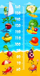 Kids height chart wall metter with funny cartoon Vector Image