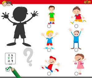 Shadows game with cartoon girl characters Vector Image