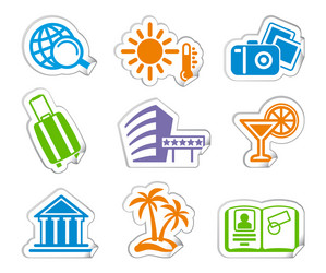 Travel and accommodation stickers Royalty Free Vector Image