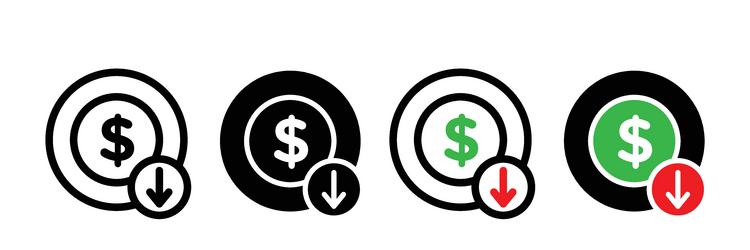 Lower cost icon set reduce price symbol in a back Vector Image