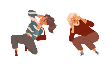 Scared Woman Running Vector Images (over 220)