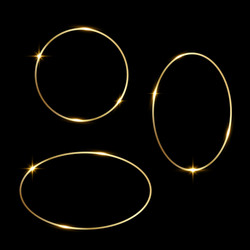 Golden shiny glowing frames set isolated Vector Image