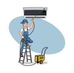 Hvac service cartoon character design Royalty Free Vector