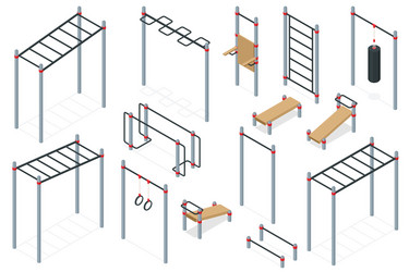 Isometric outdoor exercise equipment Royalty Free Vector