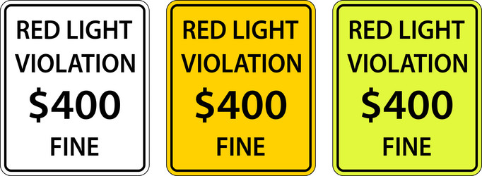 Red light photo violation fine sign Royalty Free Vector