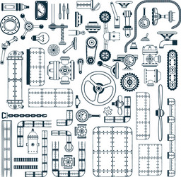 Machine parts different mechanism Royalty Free Vector Image