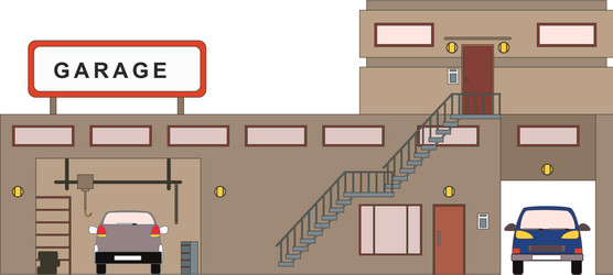 Cartoon mechanic workshop with car garage Vector Image