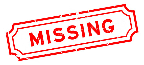 Grunge red missing word rubber seal stamp Vector Image