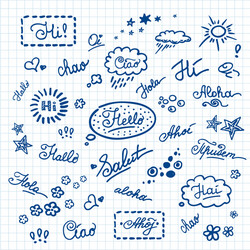 Hand lettering hello on different languages Vector Image