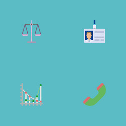 Flat icons group libra diagram and other Vector Image