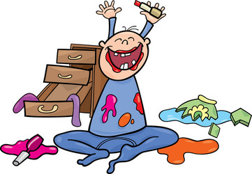 Children making mess in living room cartoon Vector Image