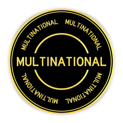 Black and gold color round label sticker Vector Image