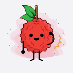Lychee fruit cute character with simple face Vector Image