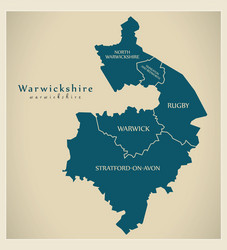 Modern map - warwickshire county with district Vector Image