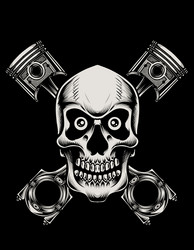 Skull with Piston Cross Bones Vector Images (73)