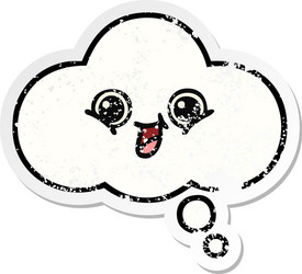 Distressed sticker of a cute cartoon thought Vector Image