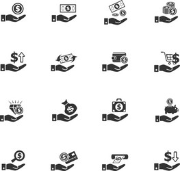 Hand and money icon set Royalty Free Vector Image