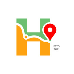 Modern initial h maps location logo Royalty Free Vector