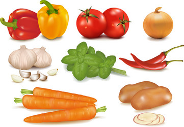 Fresh realistic group of vegetables healthy food Vector Image