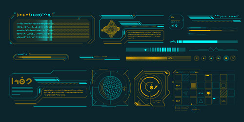 Blue sci fi game user interface collection Vector Image