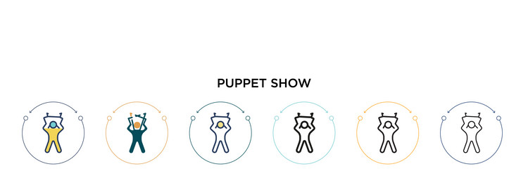 Puppet show outline icon thin line black Vector Image