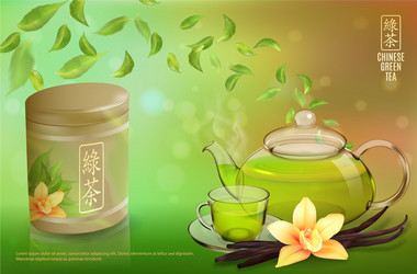 Tea advertising flyer poster or banner template Vector Image