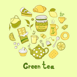 Tea and sweets background Royalty Free Vector Image