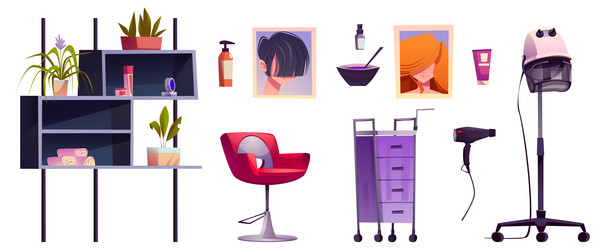 Beauty parlor design elements set Royalty Free Vector Image
