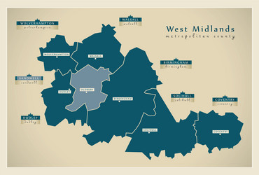 Modern map - west midlands metropolitan county Vector Image