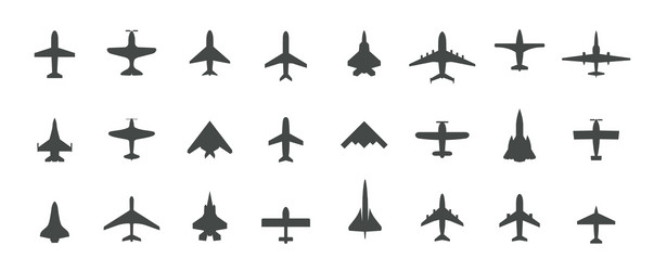 Planes top view jet military aircraft flat Vector Image