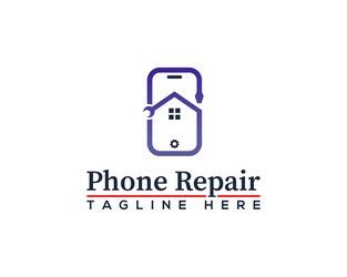 Phone fix and repair service store creative logo Vector Image