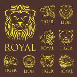 Tiger head royal badge with beautiful animal Vector Image