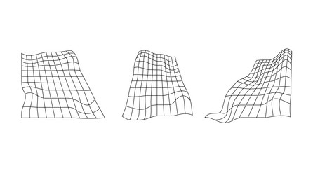 Distorted perspective grid set glitch rectangle Vector Image