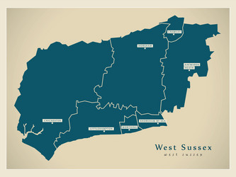 Modern map - west sussex county england uk Vector Image