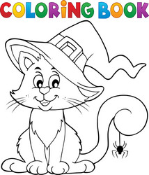 Coloring book christmas cat theme 2 Royalty Free Vector