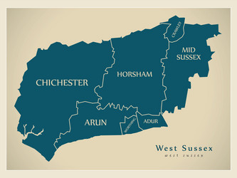 Modern map - west sussex county england uk Vector Image