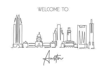 Single continuous line drawing of austin city Vector Image