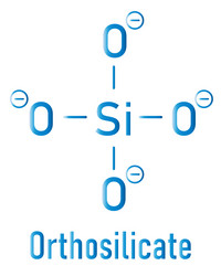Orthosilicate chemical structure skeletal formula Vector Image